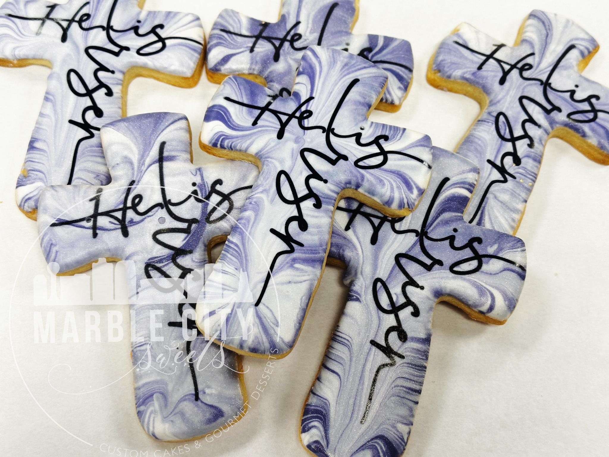 Pre-Order Only! Marbled & Printed Cross Decorated Cookies (1 Dozen ...