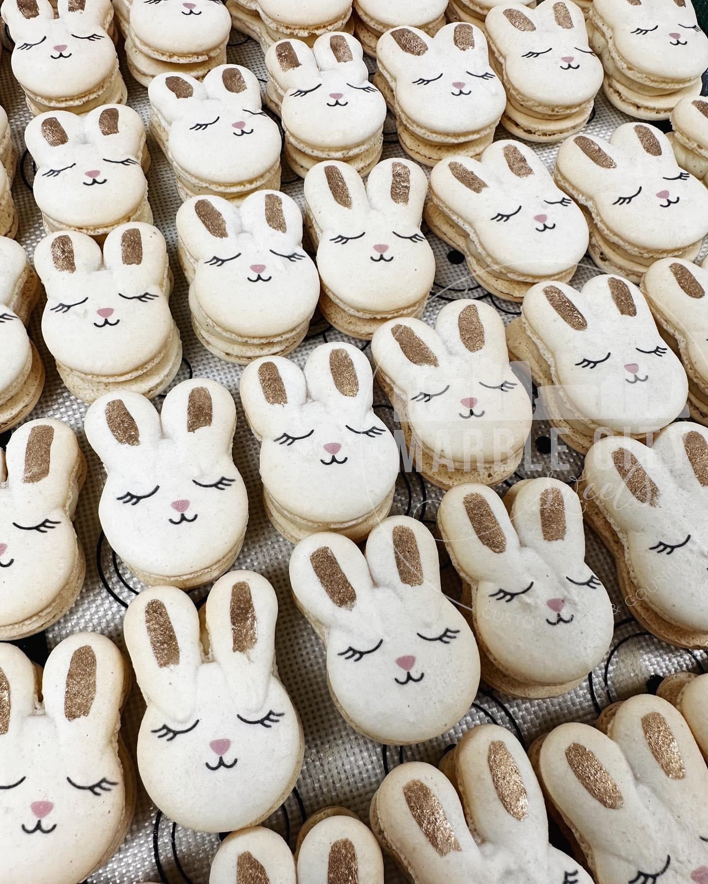 Pre-Order Only! Vanilla Bean Bunny Macarons (1 Dozen) | Marble City Sweets