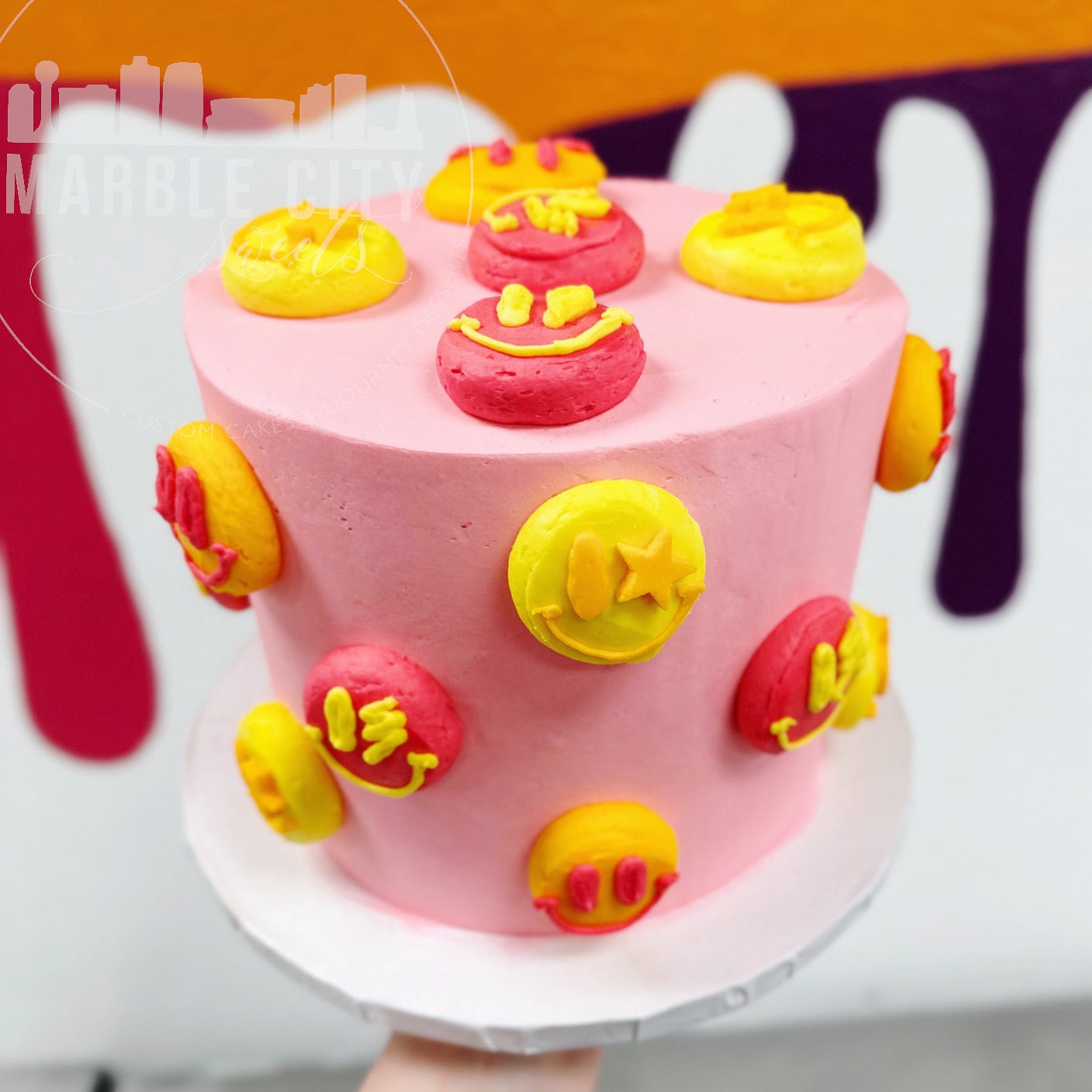 Pre-Order Only! Buttercream Smiley Face Cake | Marble City Sweets